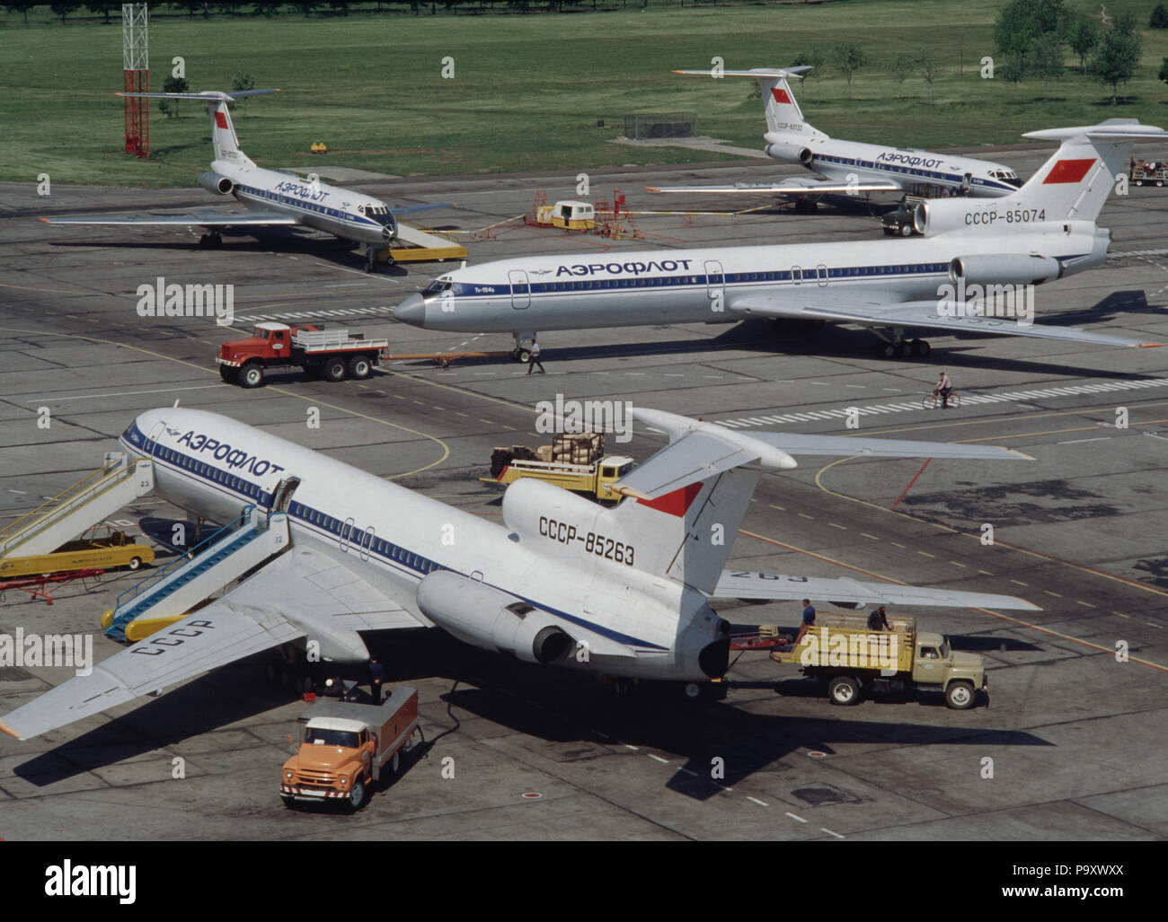 Tupolev Tu-154 and Tu-134 civil jet aircrafts of Aeroflot Soviet ...