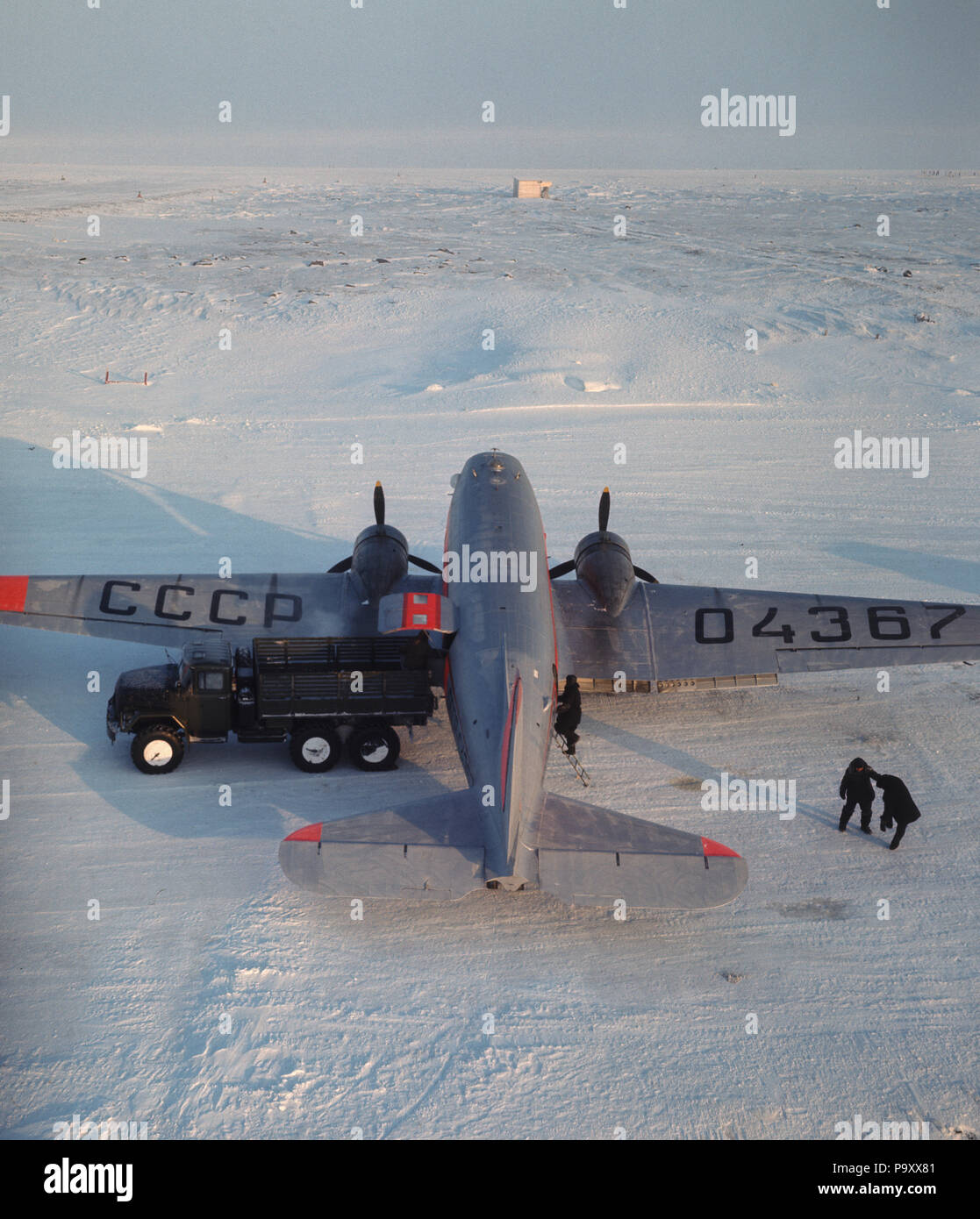 The Lisunov Li-2 airplane of the Aeroflot's Polar Division seen at ...