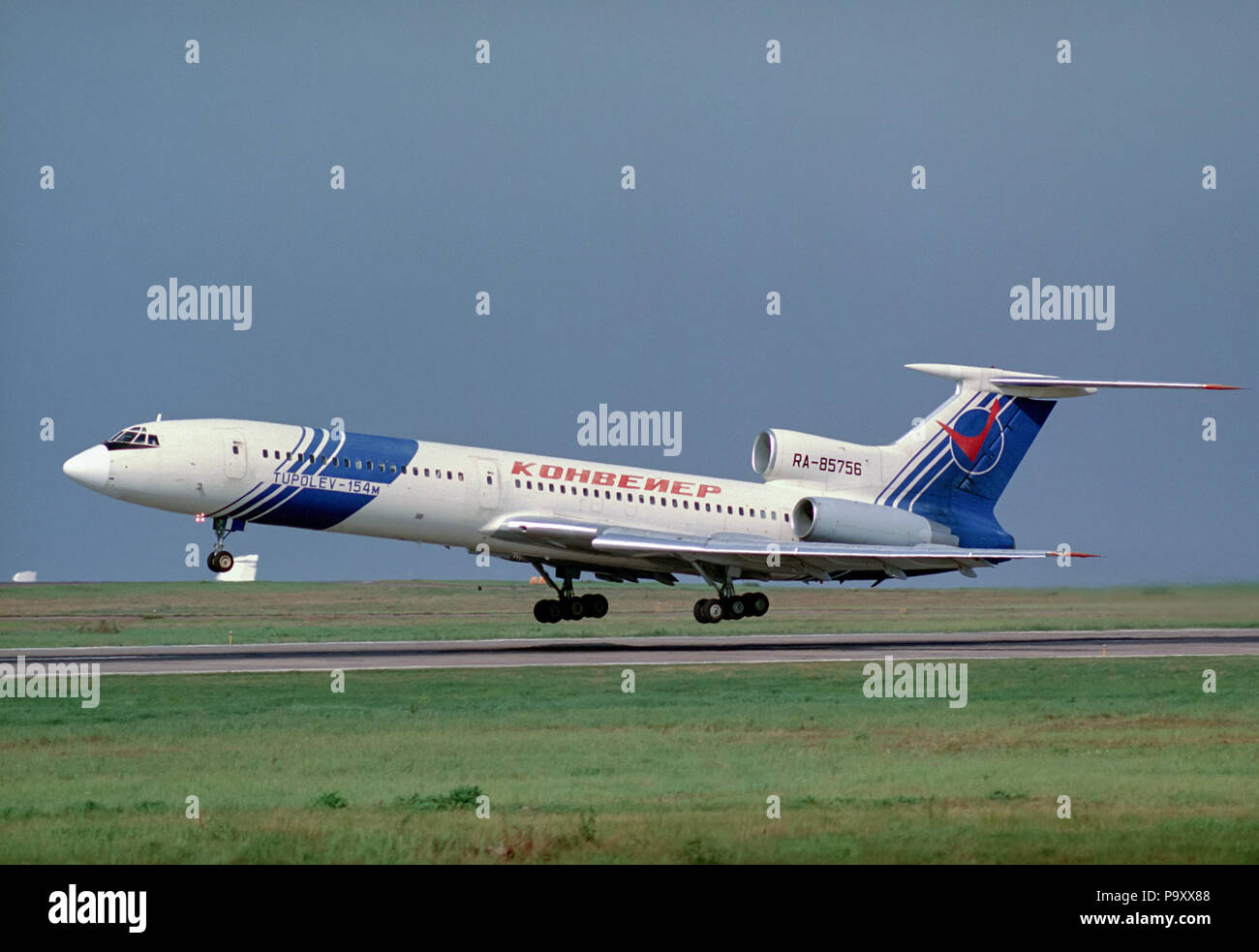 The Tupolev Tu-154M of Conveyer (Touch-n-Go) Airline takes off at ...