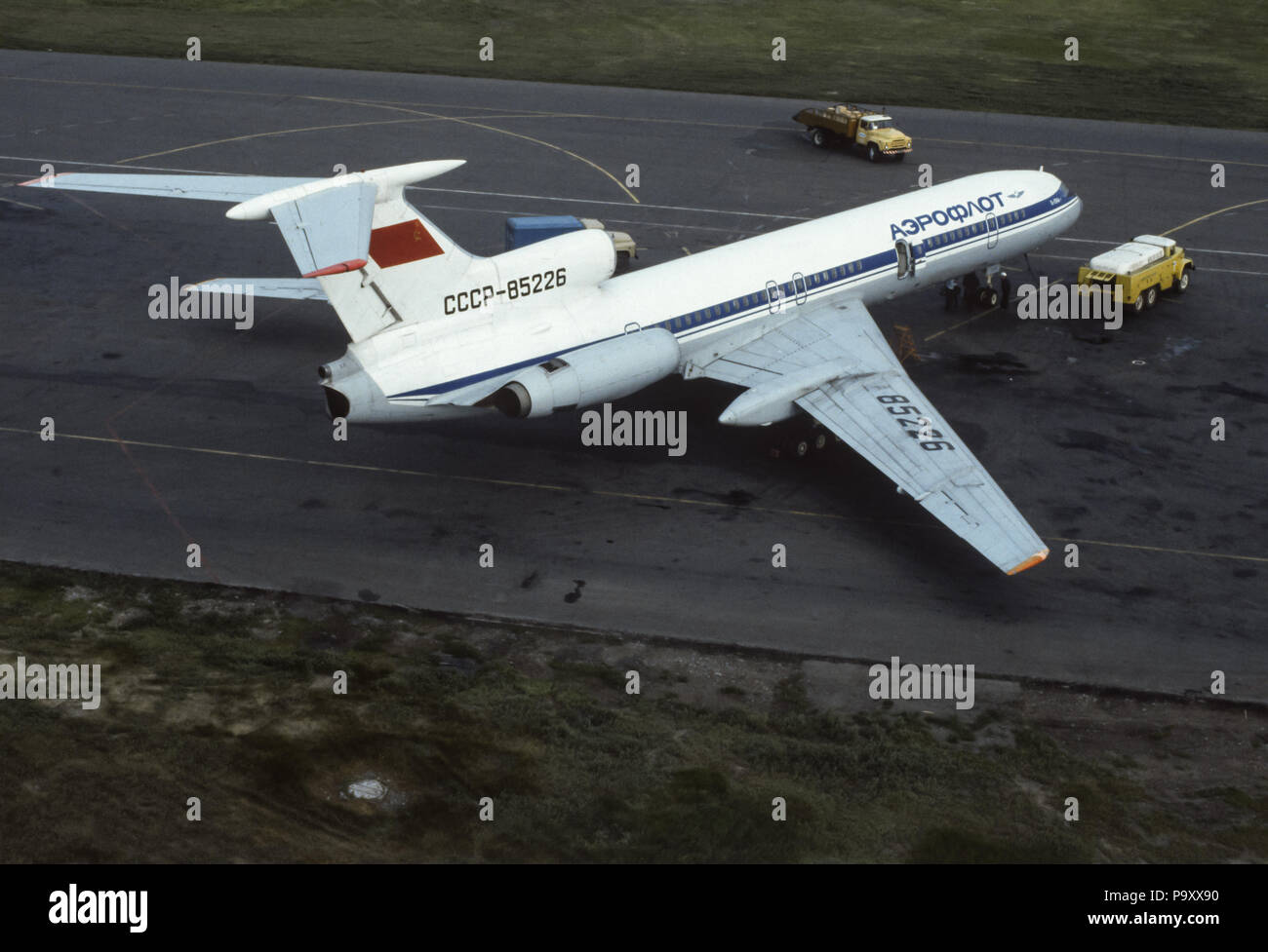 The Tupolev Tu-154B-1 civil jet airplane of Aeroflot Soviet Airlines ...