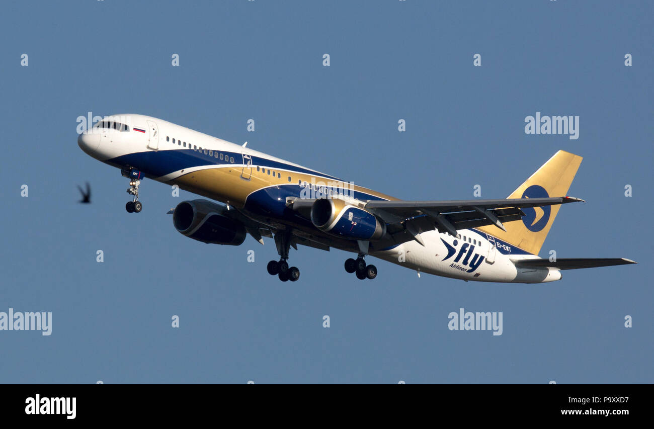 The Boeing-757 civil jet airplane of I-Fly charter airline in the air ...