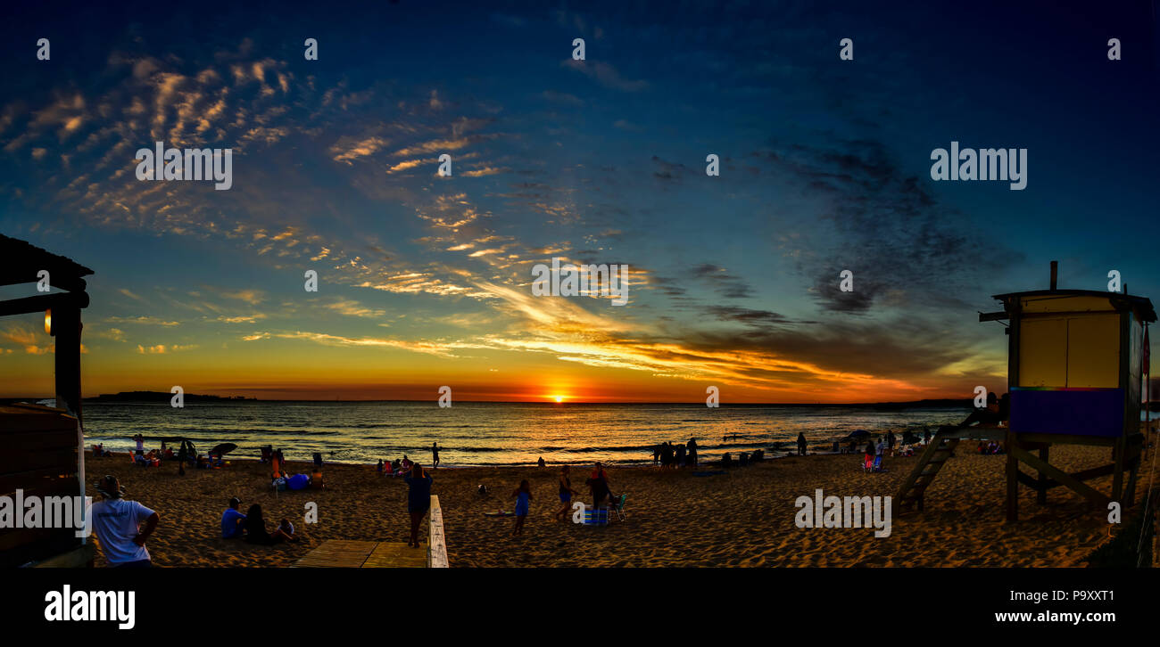 Panoramic colorful sunset on the beach in Punta del Este, Uruguay Stock ...