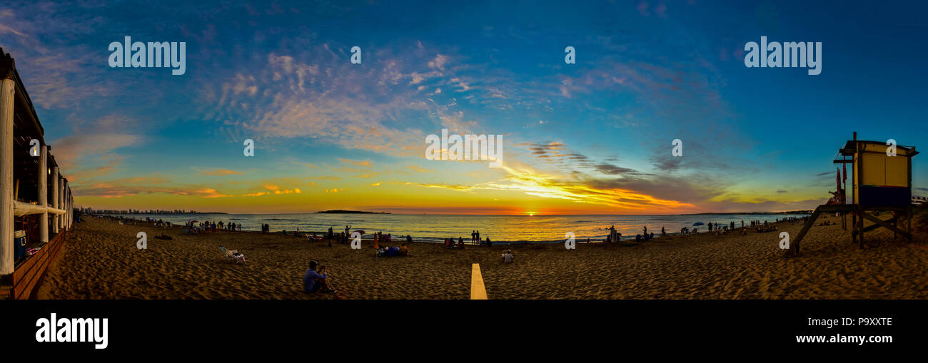 Panoramic colorful sunset on the beach in Punta del Este, Uruguay Stock ...