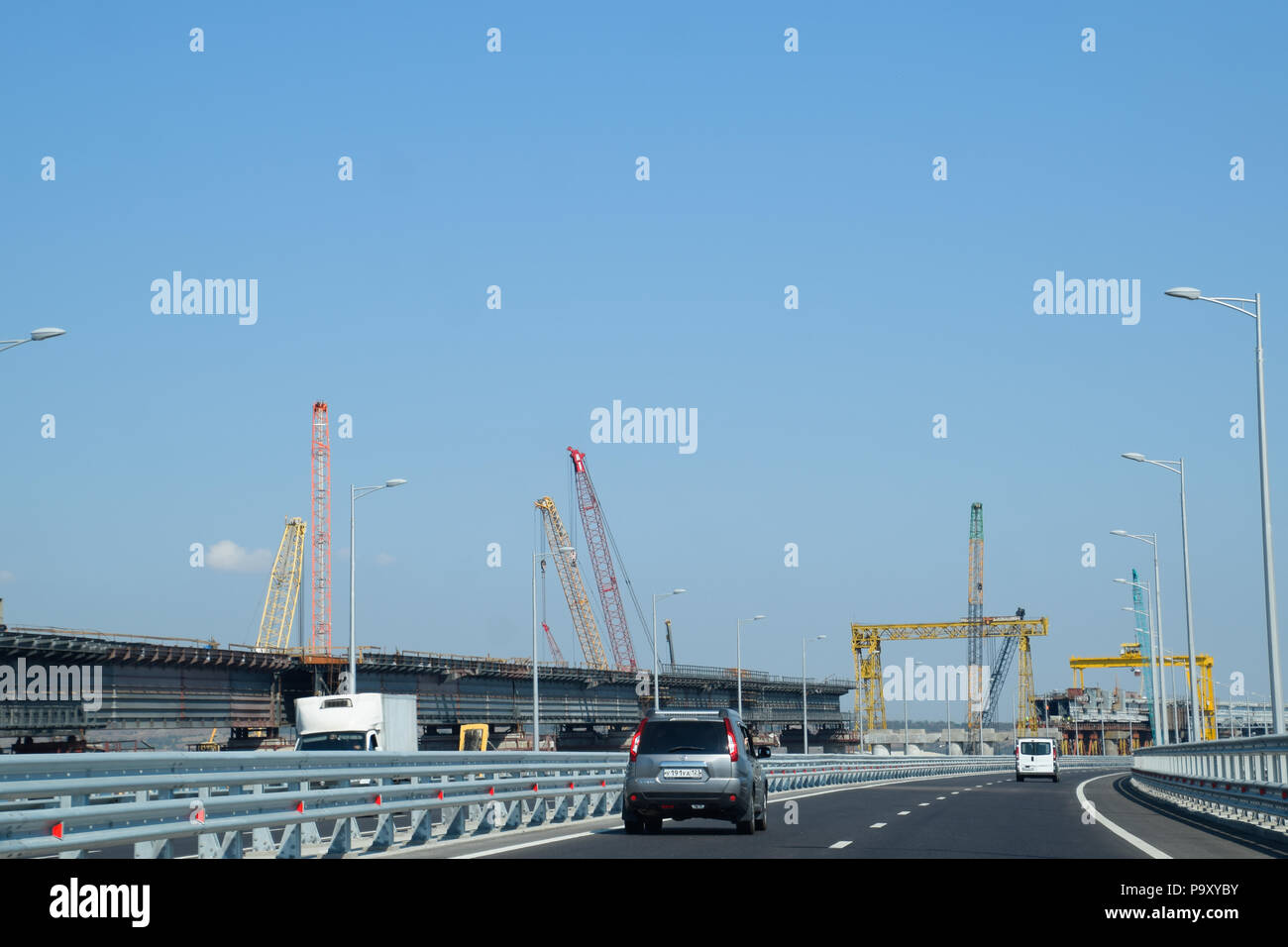 Driving along the Crimean bridge. A grandiose building of the 21st ...