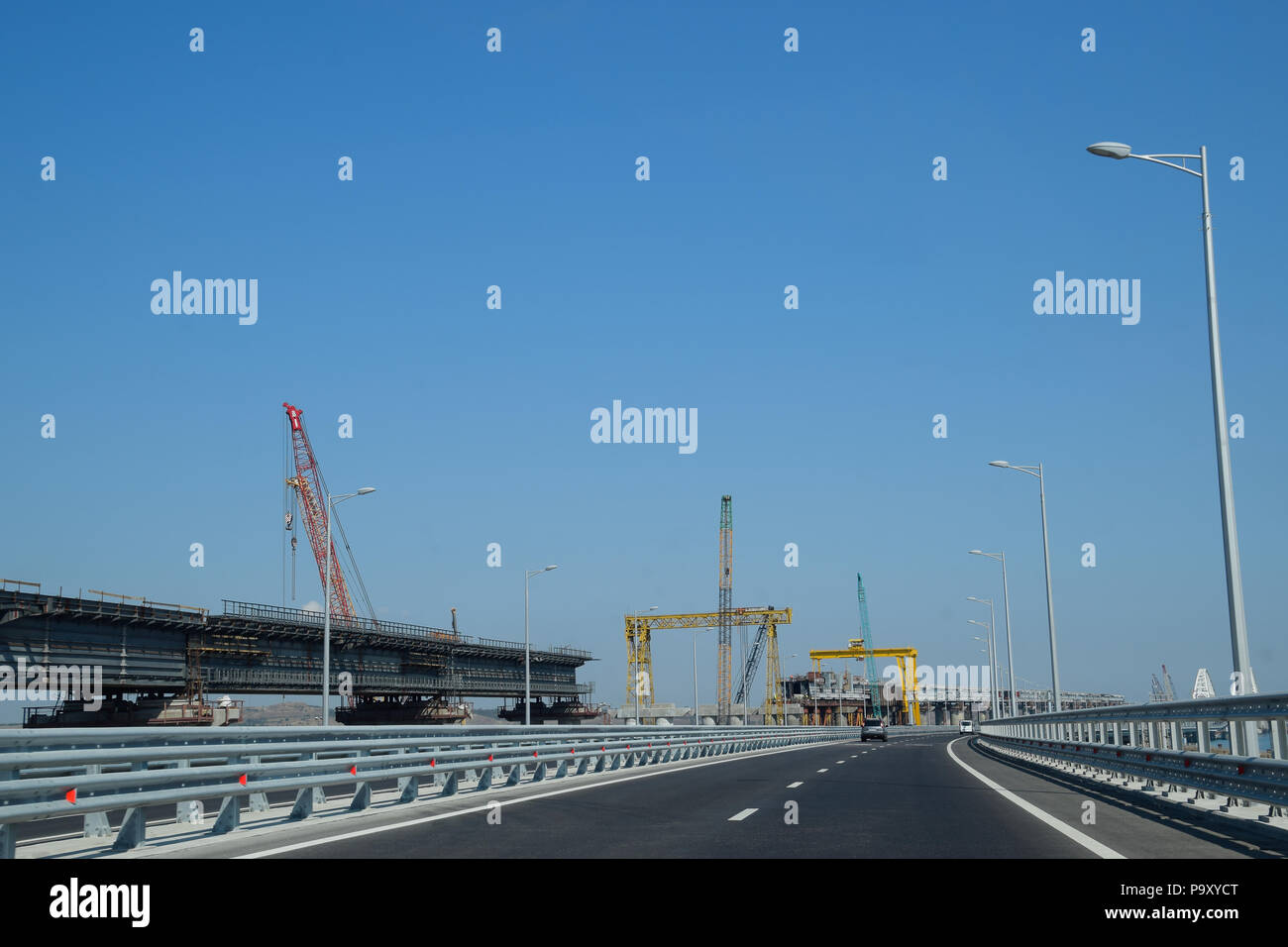 Driving along the Crimean bridge. A grandiose building of the 21st ...