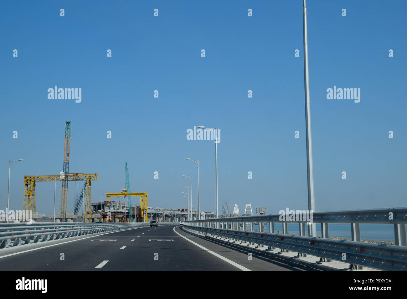 Driving along the Crimean bridge. A grandiose building of the 21st ...