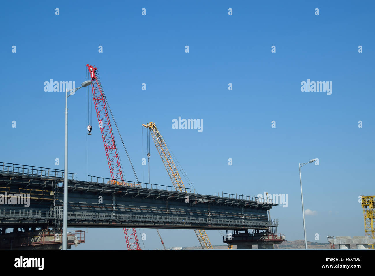 Driving along the Crimean bridge. A grandiose building of the 21st ...