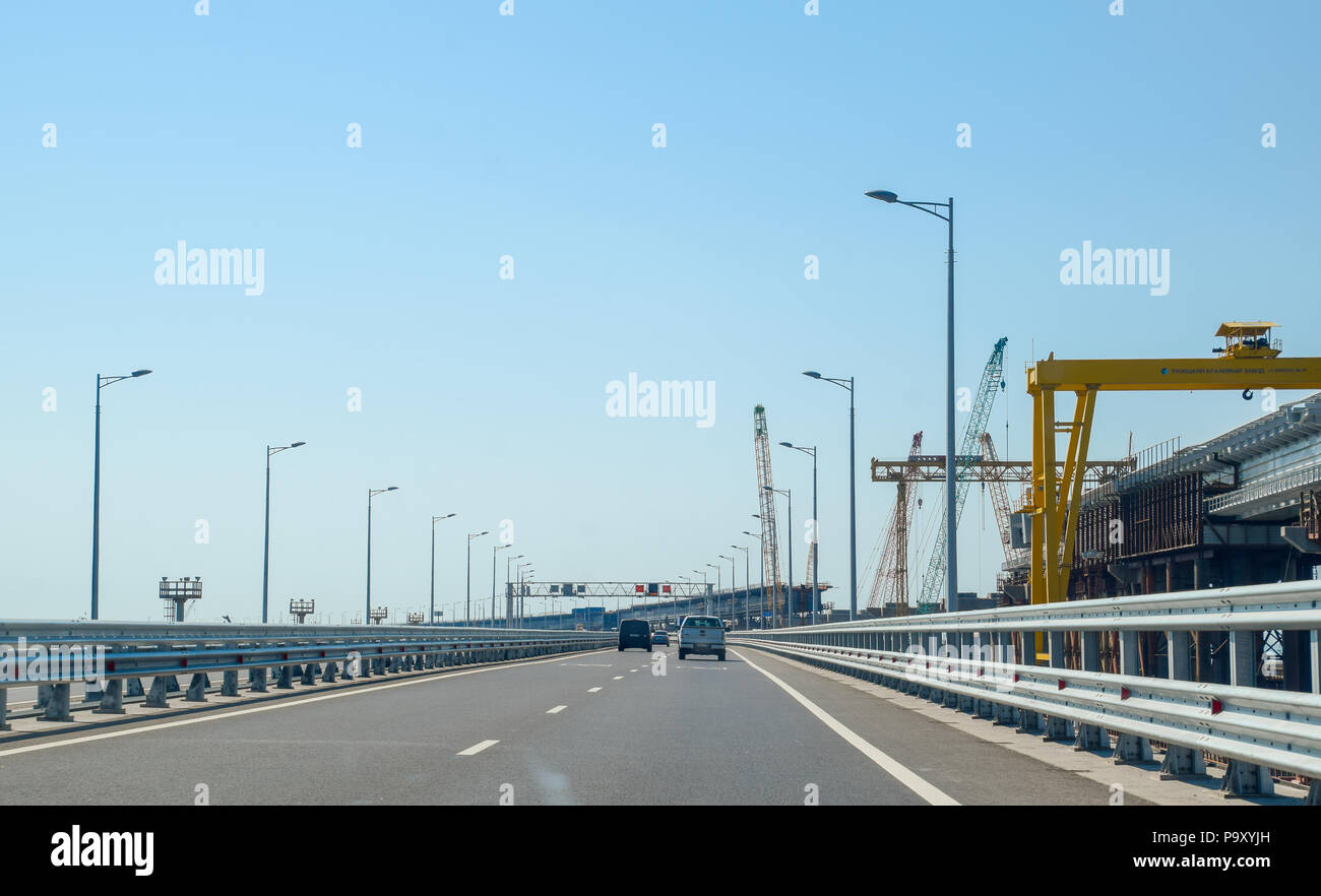 Driving along the Crimean bridge. A grandiose building of the 21st ...