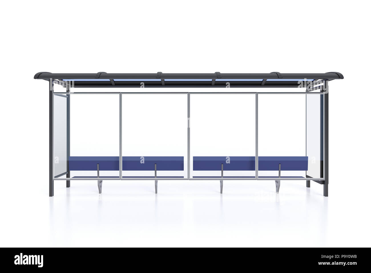 Bus stop with blank billboard mock up isolated on white background ...