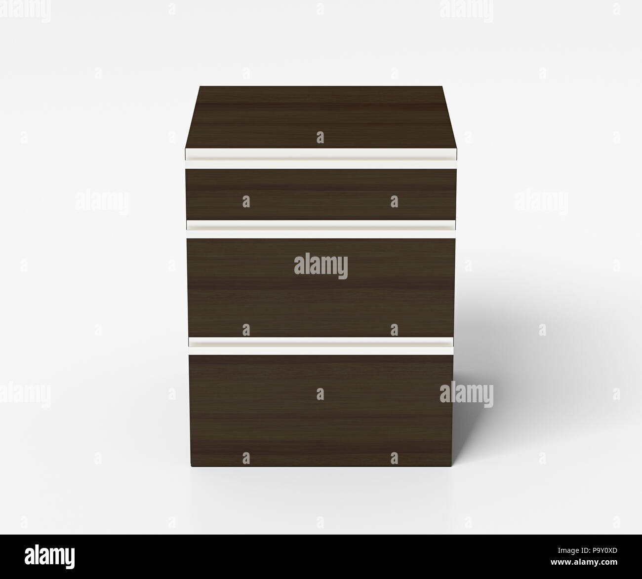 Dark brown drawer chest on white background. Isolated with clipping ...