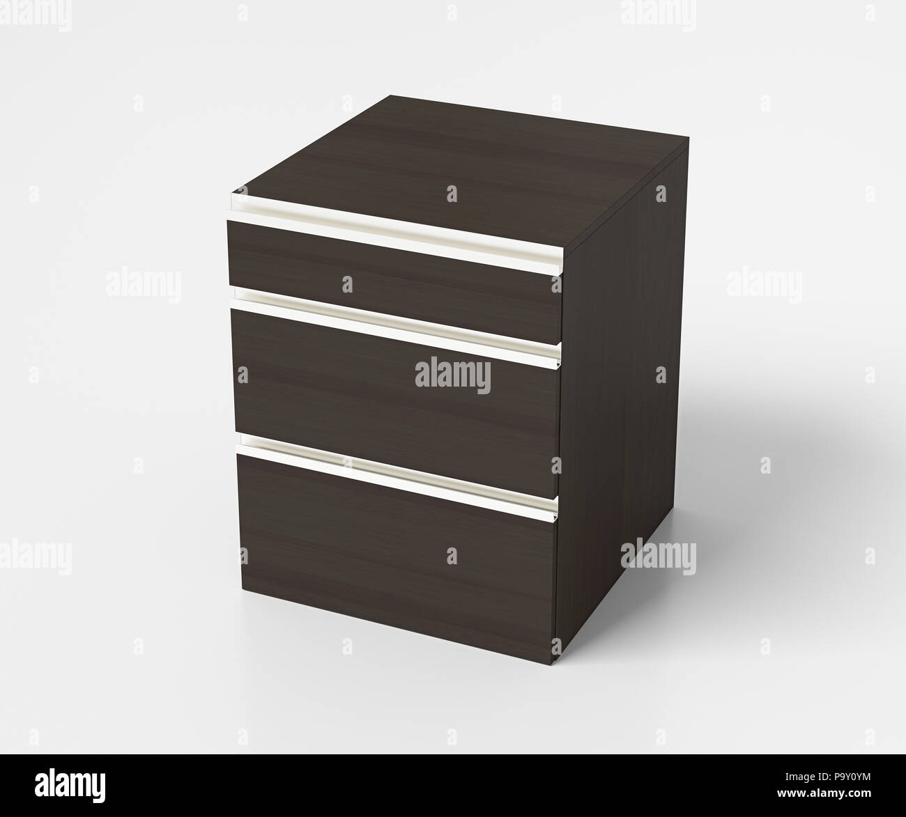 Dark brown drawer chest on white background. Isolated with clipping ...