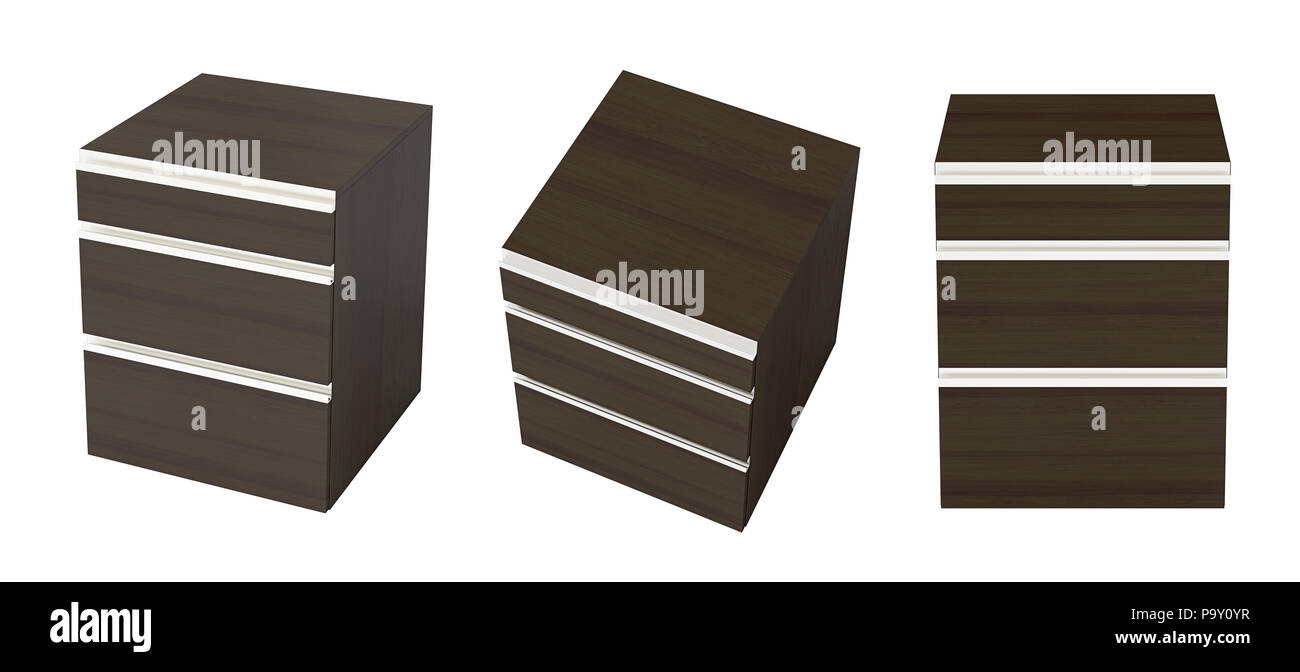 Set of dark brown drawer chest isolated on white background Stock Photo ...