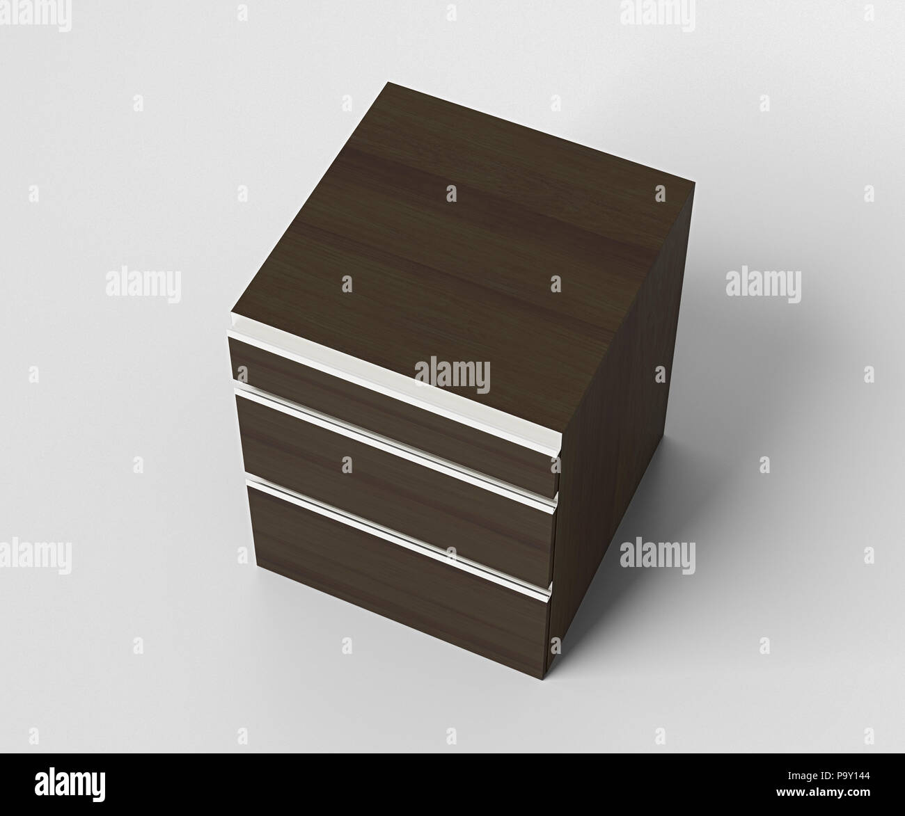 Dark brown drawer chest on white background. Isolated with clipping ...