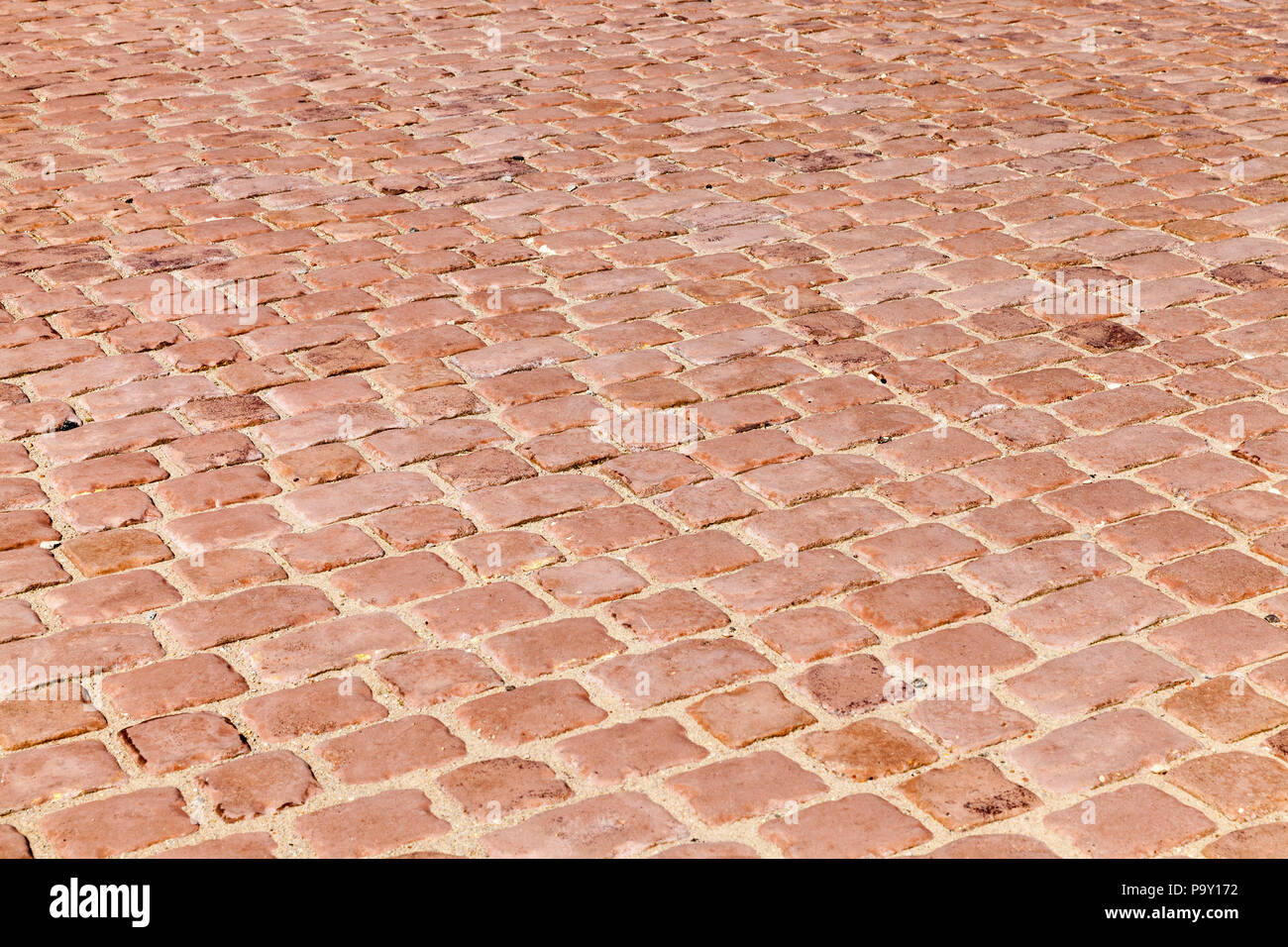red stone road made in modern times, closeup on the pavement Stock ...