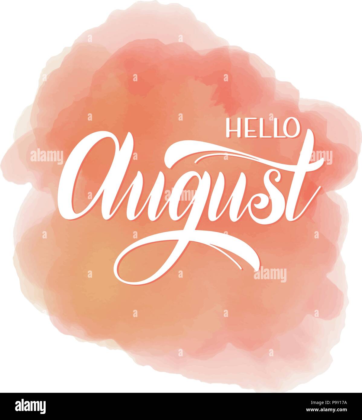 Hello August lettering. Elements for invitations, posters, greeting ...