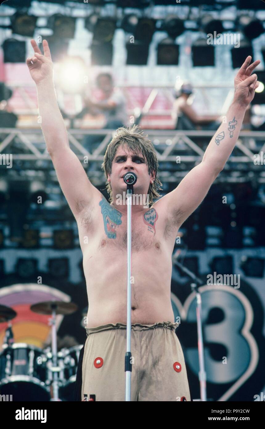 Ozzy Osbourne performing at the 1983 US Festival held at Glen Helen ...