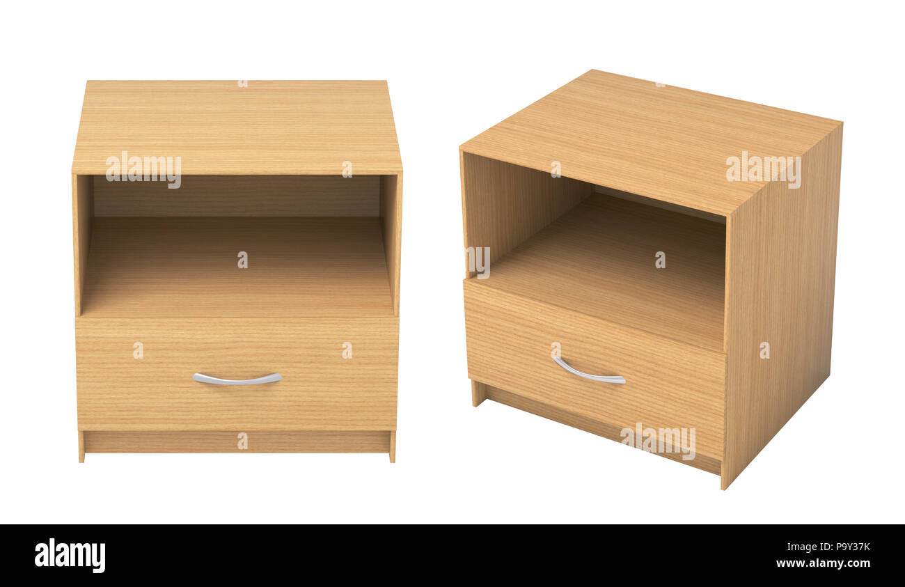 Set of empty wooden nightstand isolated on white background Stock Photo ...