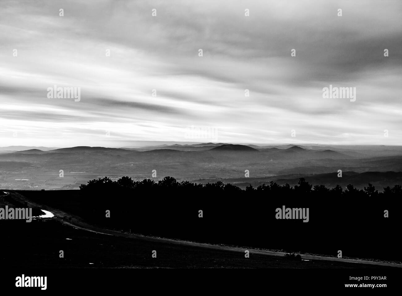 Subasio Mt. (Umbria, Italy), with sky covered by clouds and mist on the ...