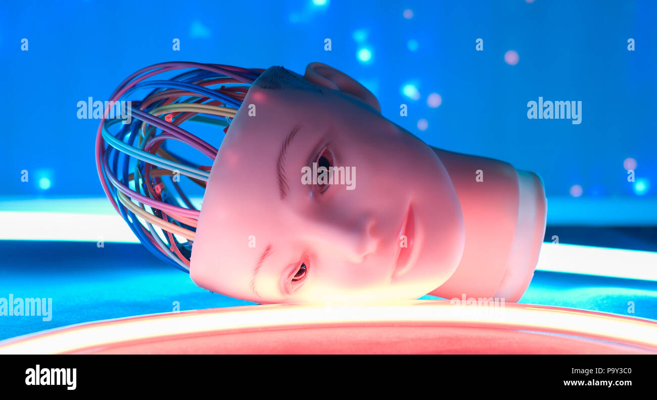 Female humanoid robot artificial head Stock Photo - Alamy