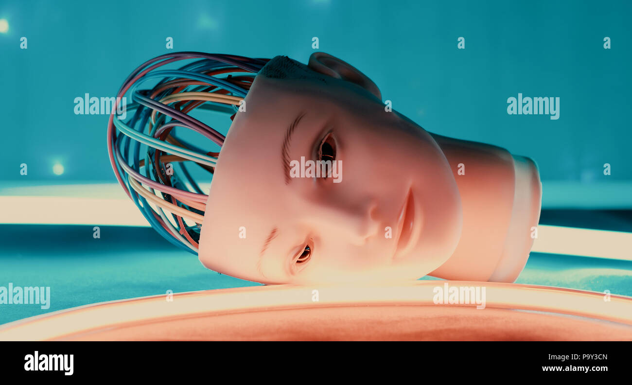 Scientific experiment with robot, robotic artificial intelligence Stock ...