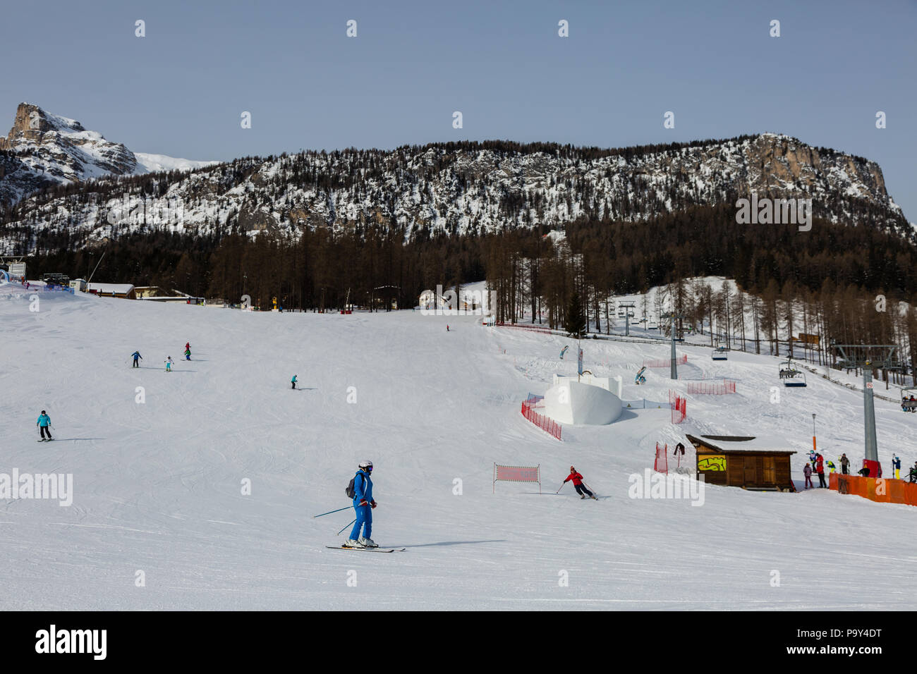 Sunny Ski Slope in Italian Dolomites Alps Scenery Stock Photo - Alamy