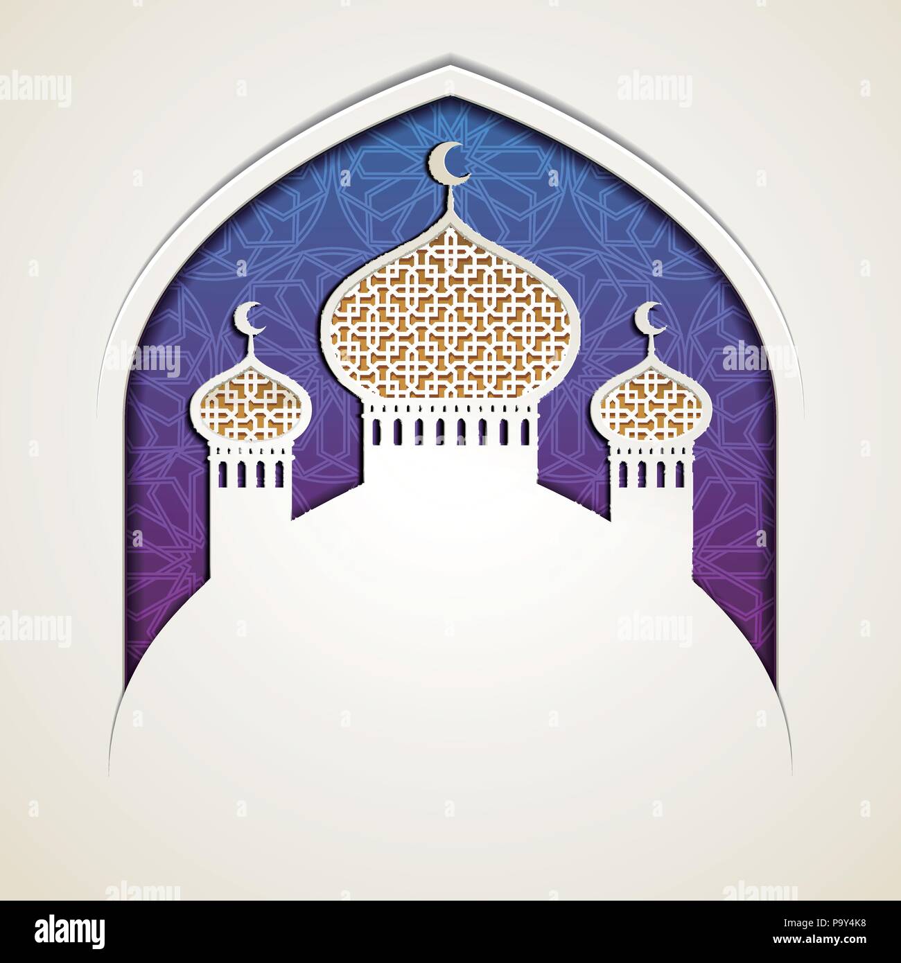 Islamic holiday design with mosque onion dome in paper art style Stock ...