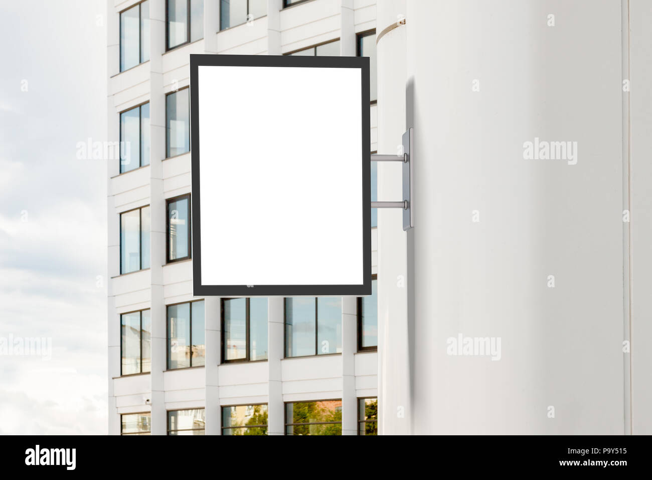 Blank vertical signboard on the wall. 3d illustration Stock Photo - Alamy