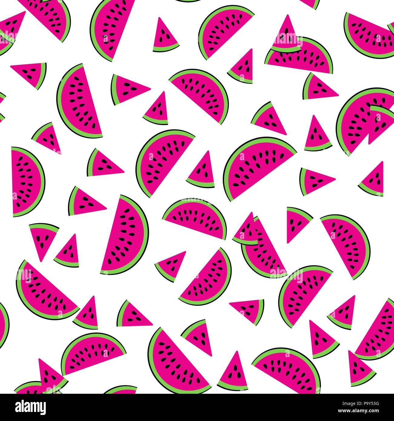 Watermelon seamless pattern. Vector background with cute watermelon ...