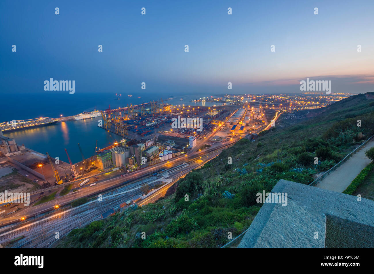 Port vell night view hi-res stock photography and images - Alamy