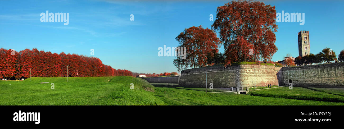 Outside the old wall of the city of Lucca, Italy Stock Photo - Alamy