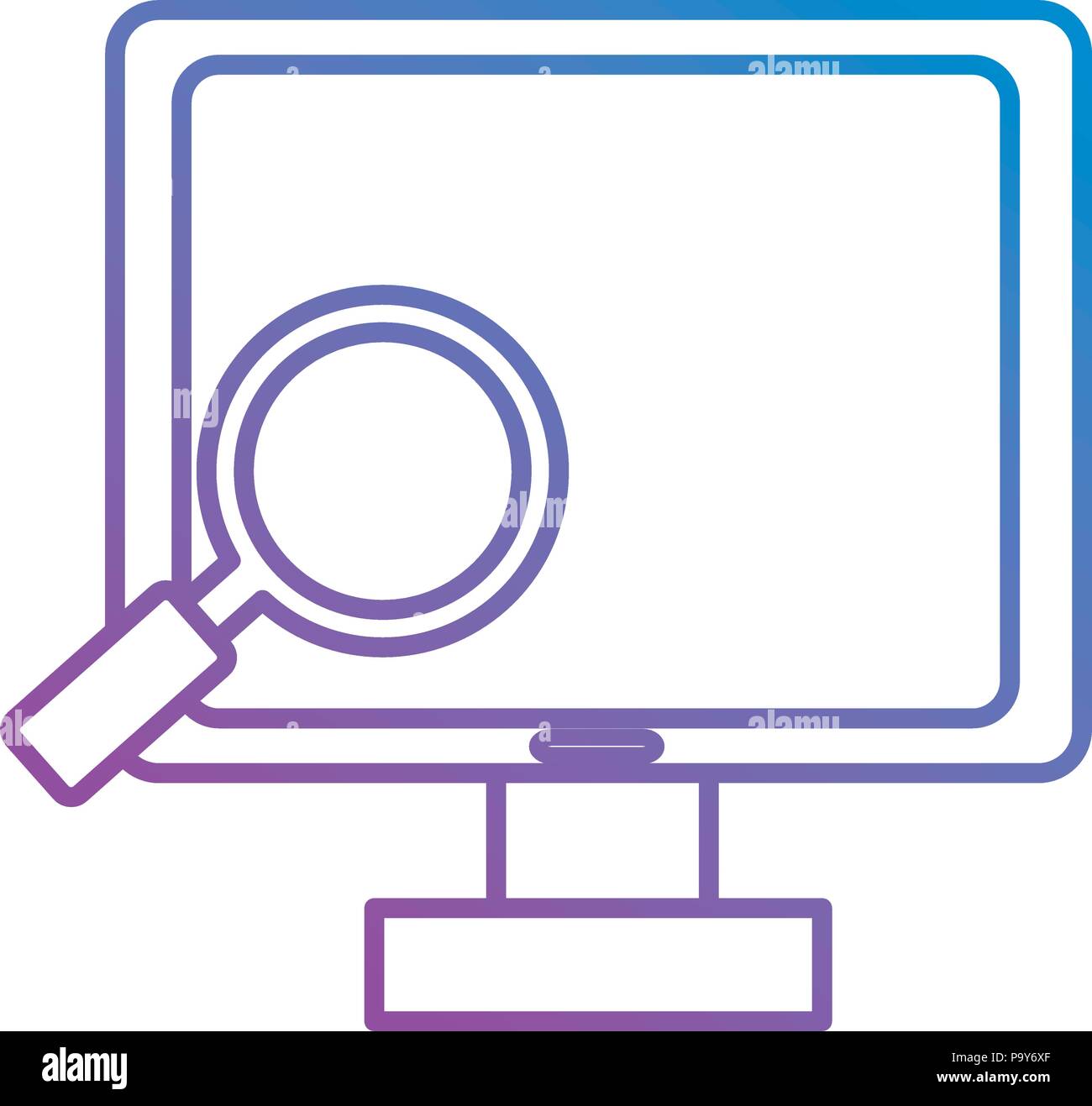 computer display with magnifying glass vector illustration design Stock ...