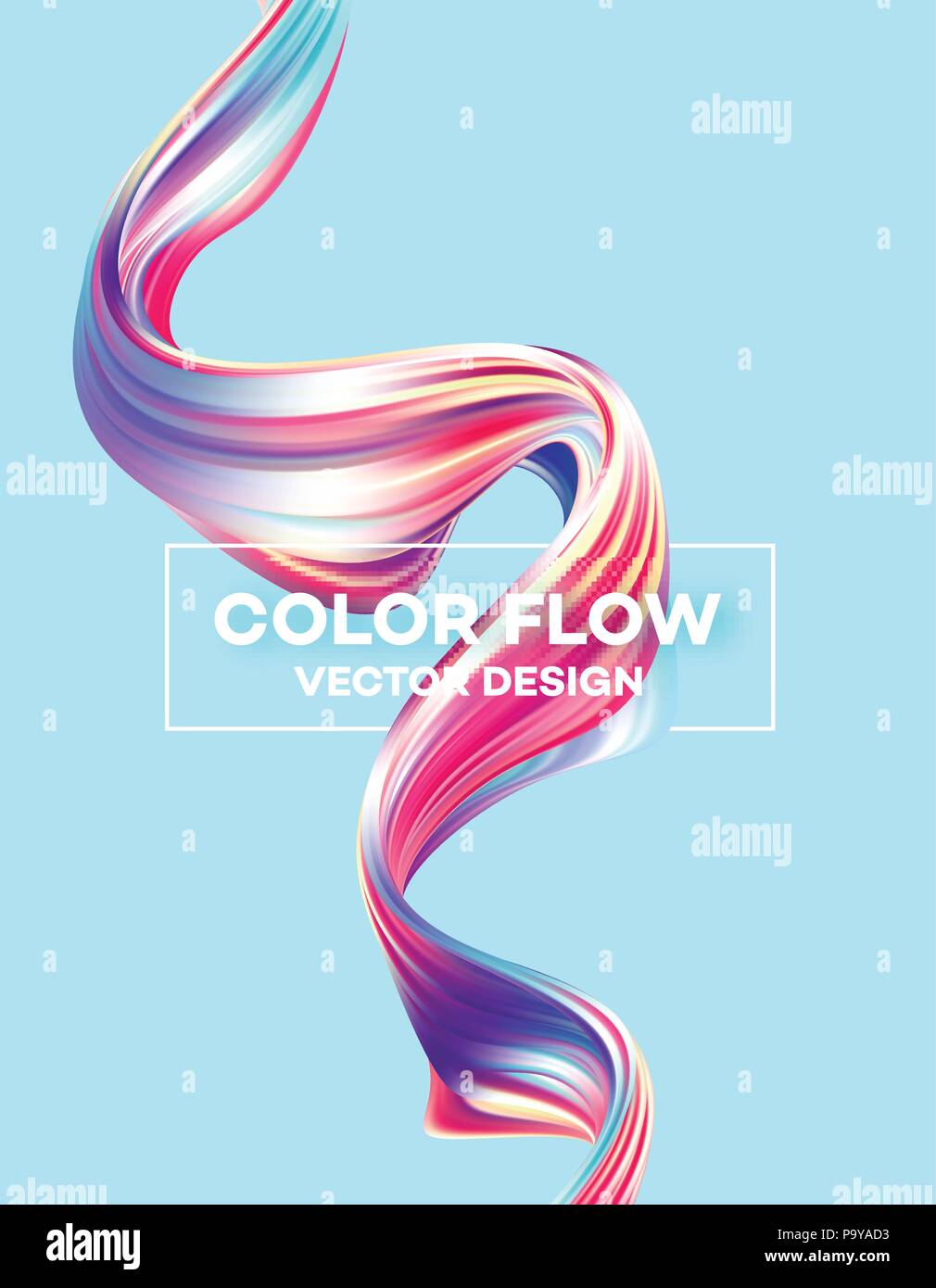Modern colorful flow poster. Wave Liquid shape in blue color background ...