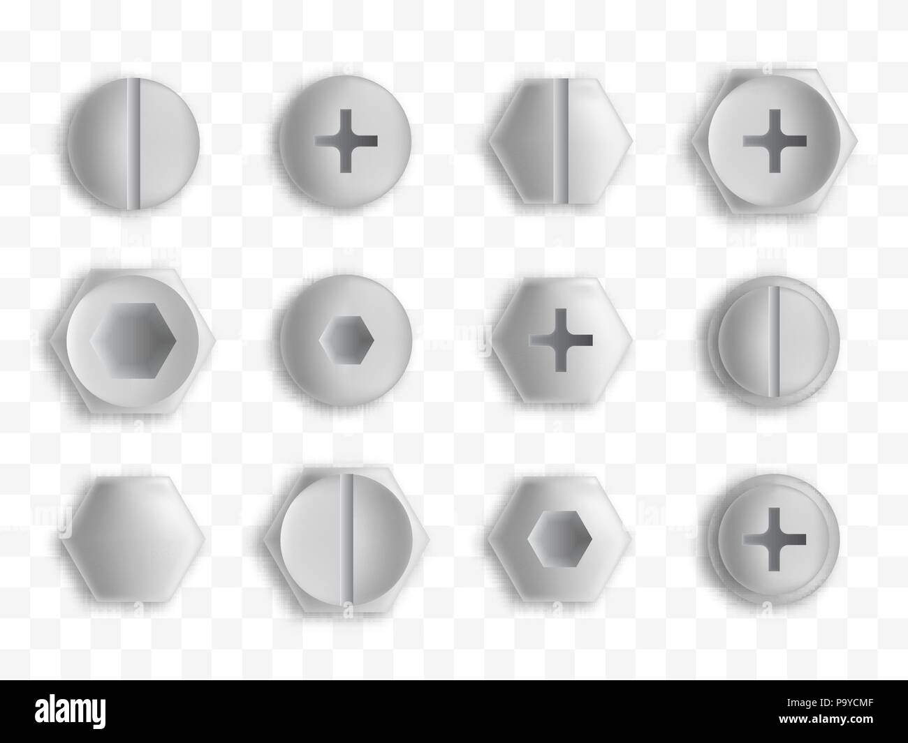 Set of metal screws and bolts isolated. Vector illustration Stock ...