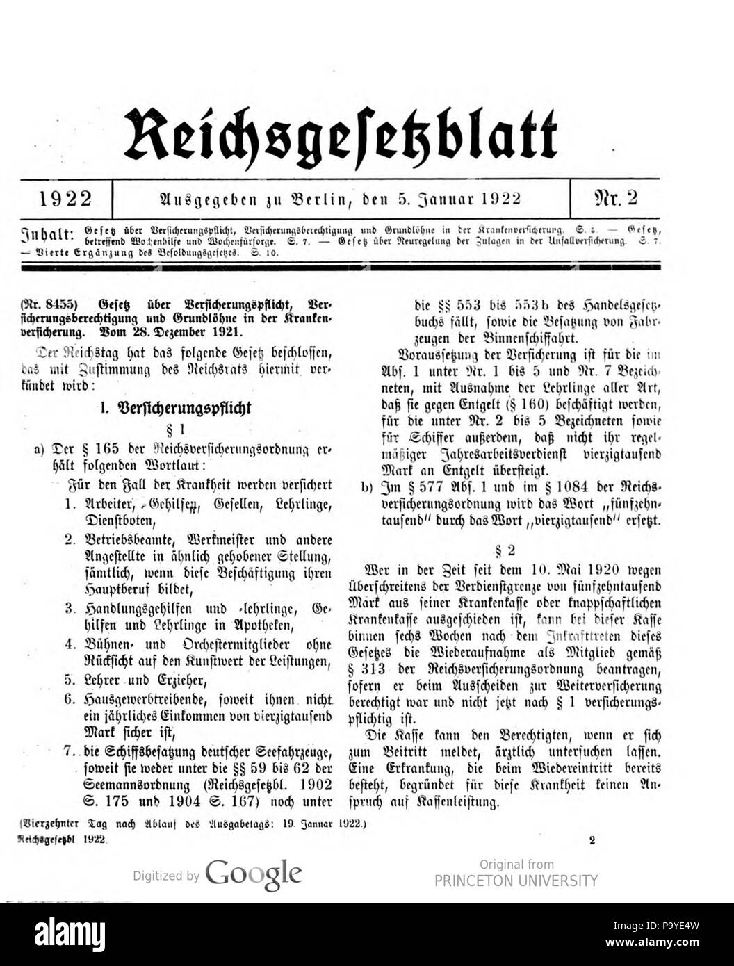 520 Deutsches Reichsgesetzblatt 22T1 002 0005 Stock Photo - Alamy