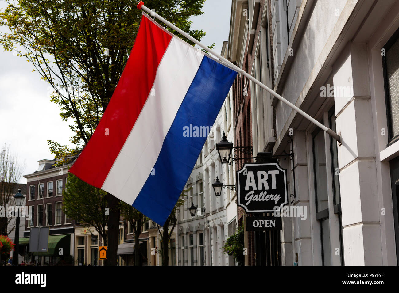 A Dtuch flag hangs outside of an art gallery in Schiedam, the ...
