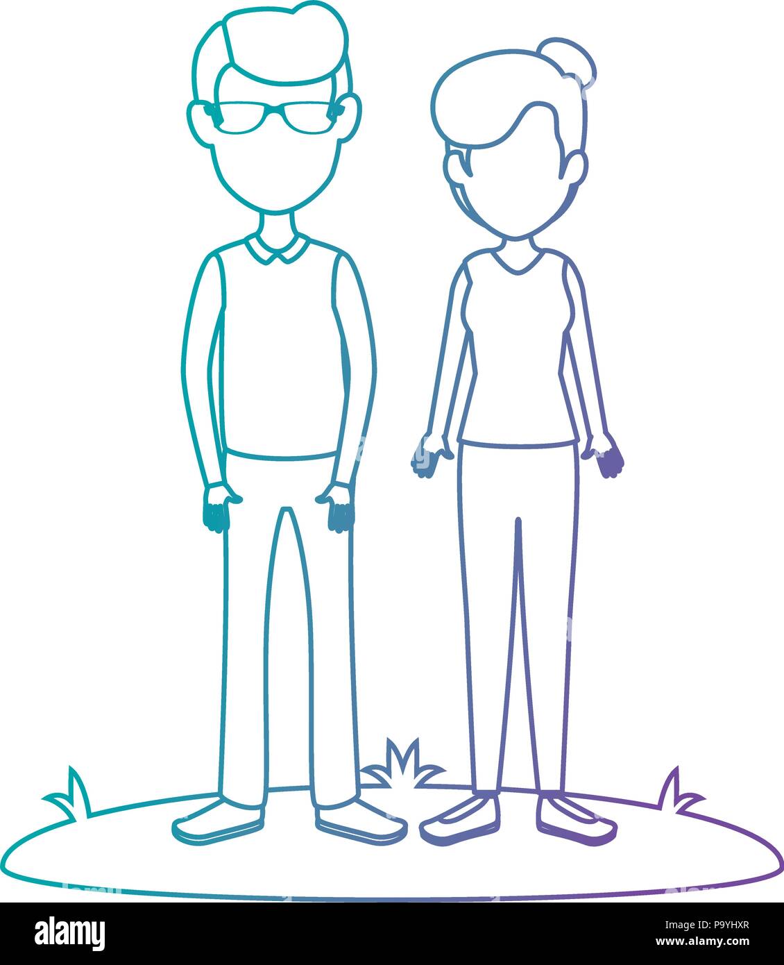 young couple in grass avatars characters Stock Vector Image & Art - Alamy