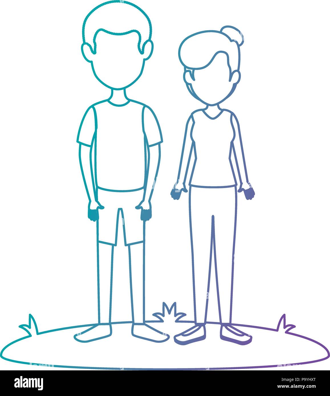 young couple in grass avatars characters Stock Vector Image & Art - Alamy