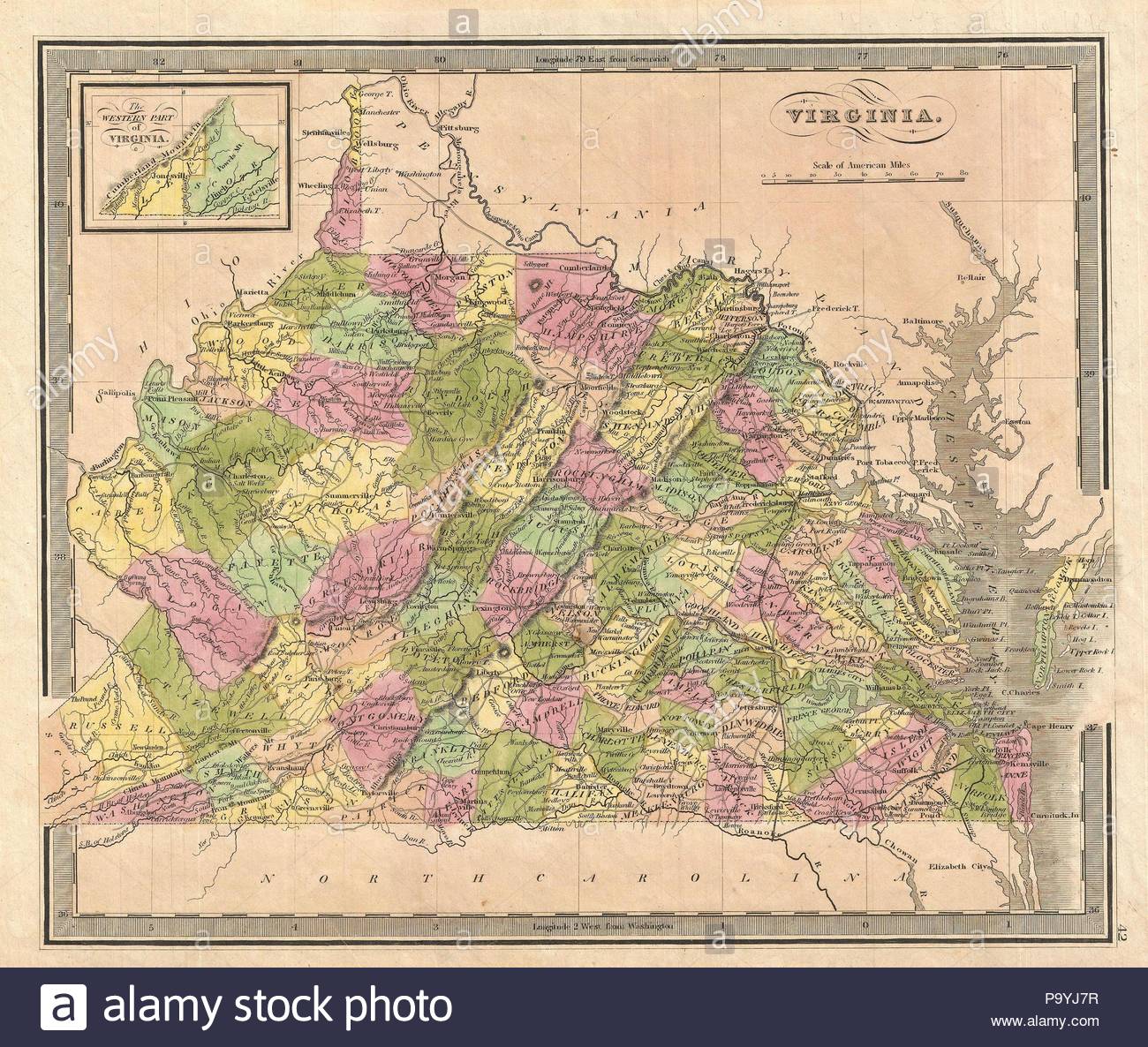 Vintage Virginia Map Stock Photos & Vintage Virginia Map Stock Images ...