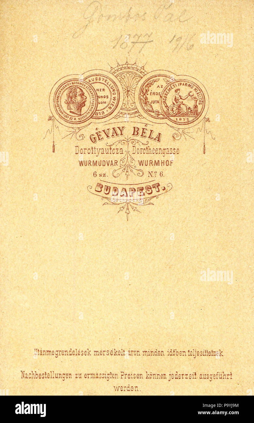 586 Dorottya utca 6., Gévay Béla fényképész. A felvétel 1877-ben ...
