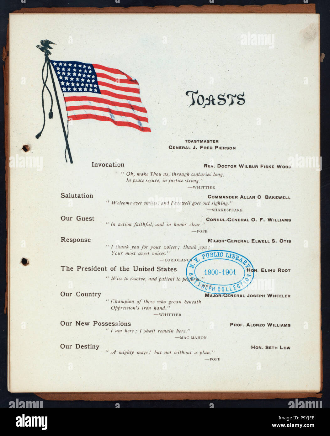 182 BANQUET TO MAJOR GENERAL ELWELL S.OTIS (held by) LAFAYETTE POST NO ...