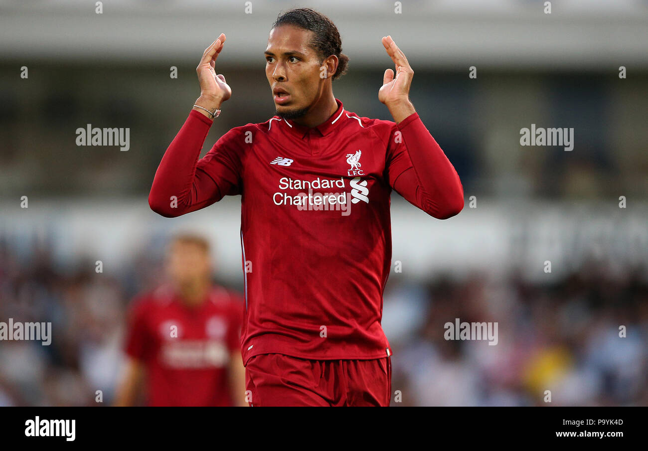 Liverpool's Virgil van Dijk during a pre season friendly match at Ewood ...
