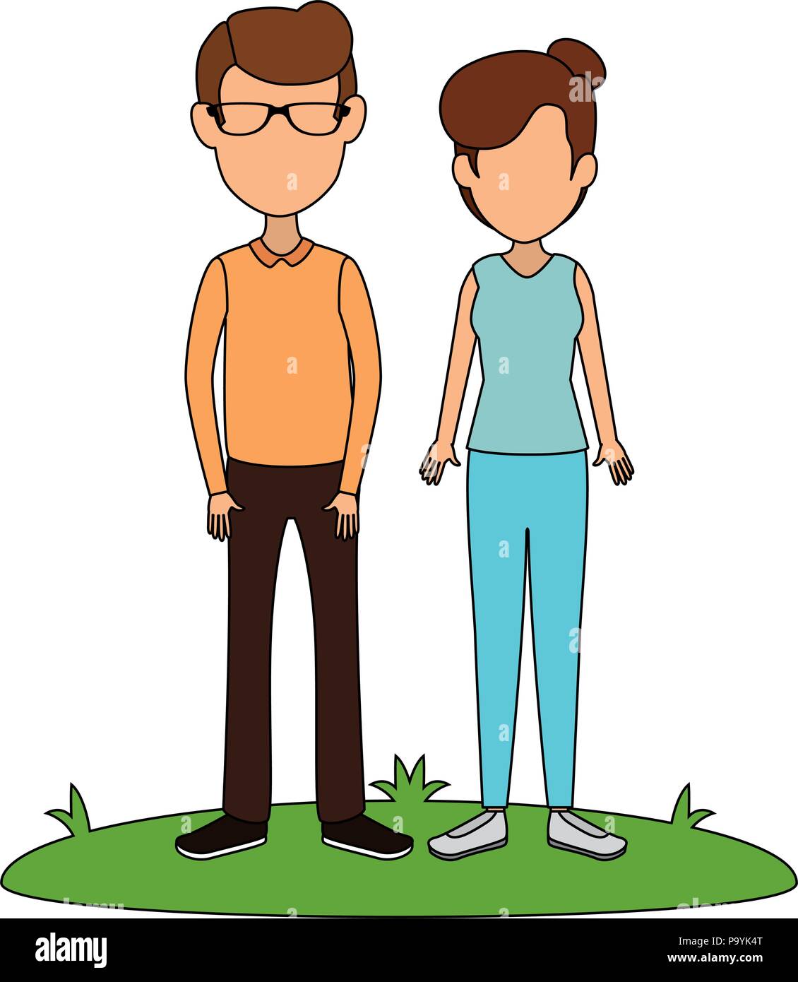 young couple in grass avatars characters Stock Vector Image & Art - Alamy