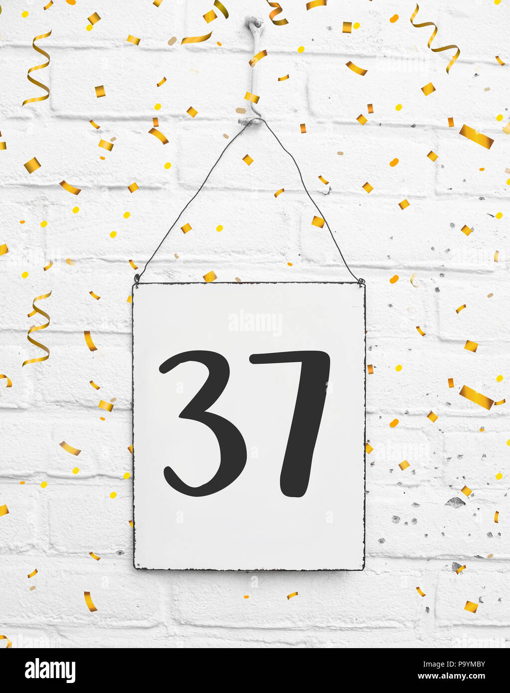 Thirty seven37 years old birthday congratulations text with golden ...