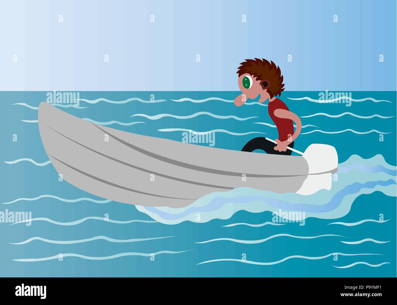 Boy motor boating Stock Vector Images - Alamy
