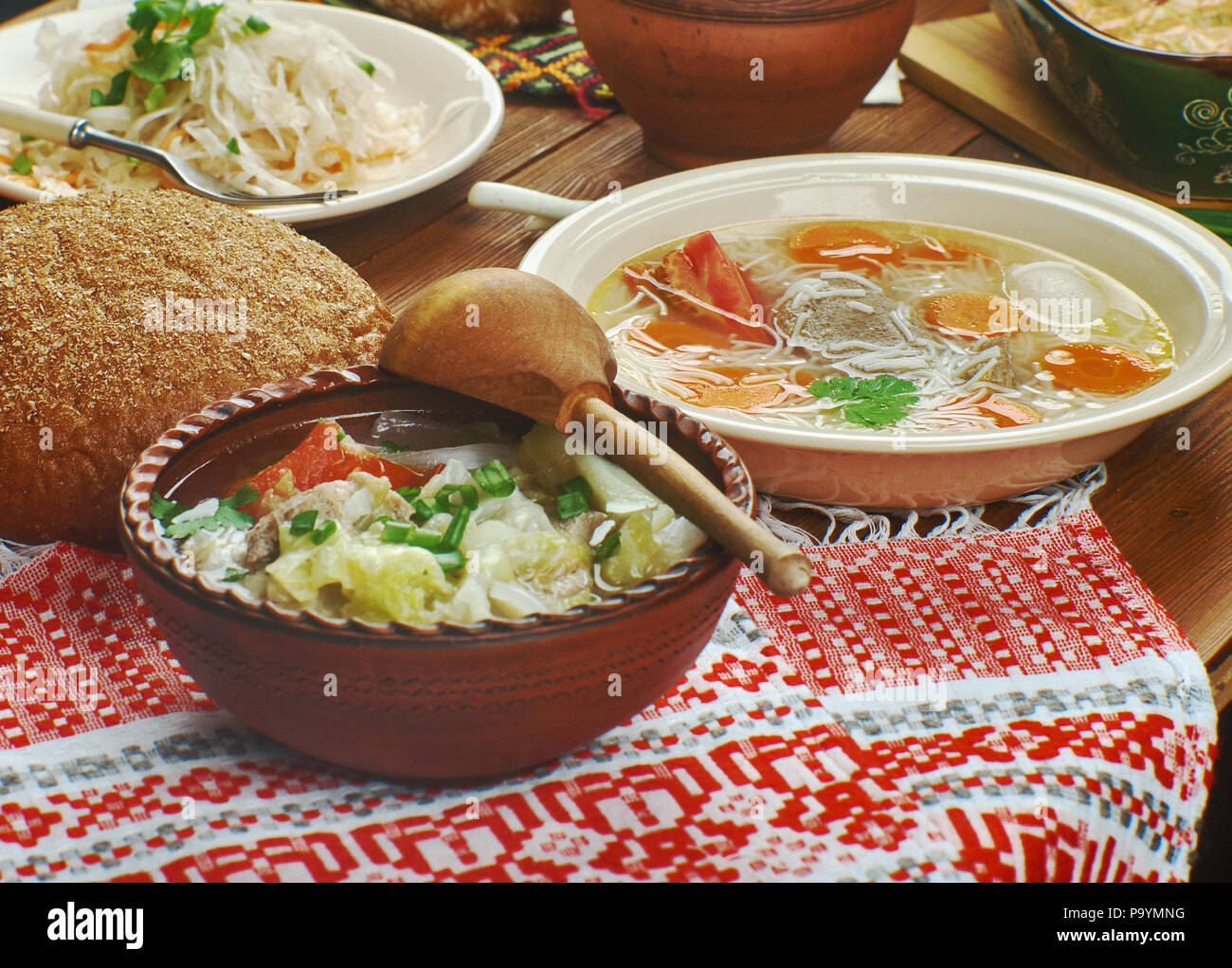 Polish cuisine , Traditional assorted Poland dishes, Top view Stock ...