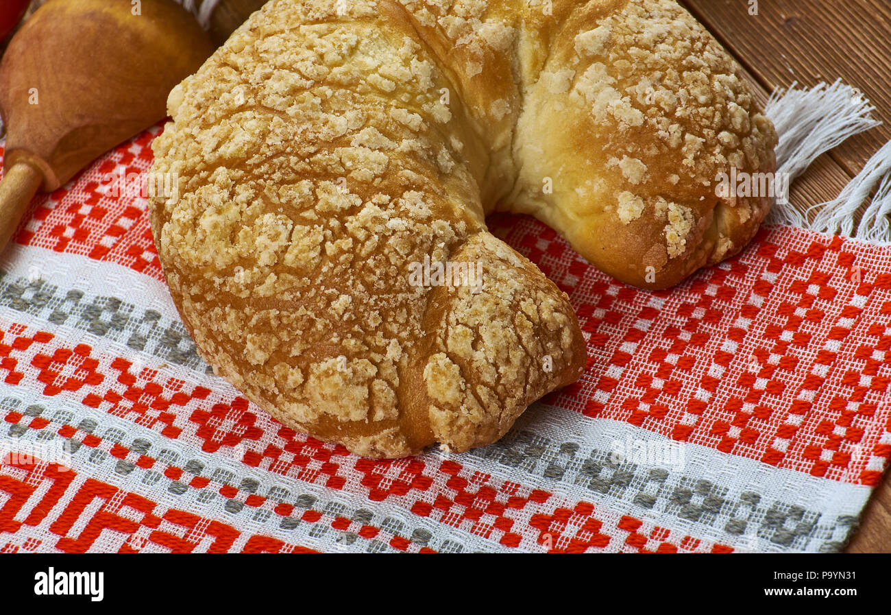 Polish Rogal , Traditional European yeast roll, assorted Poland dishes ...
