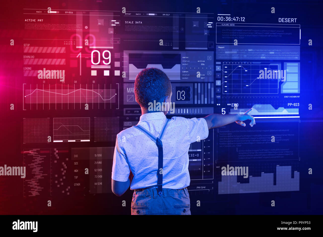 Little boy pointing to the screen and dreaming about becoming a ...