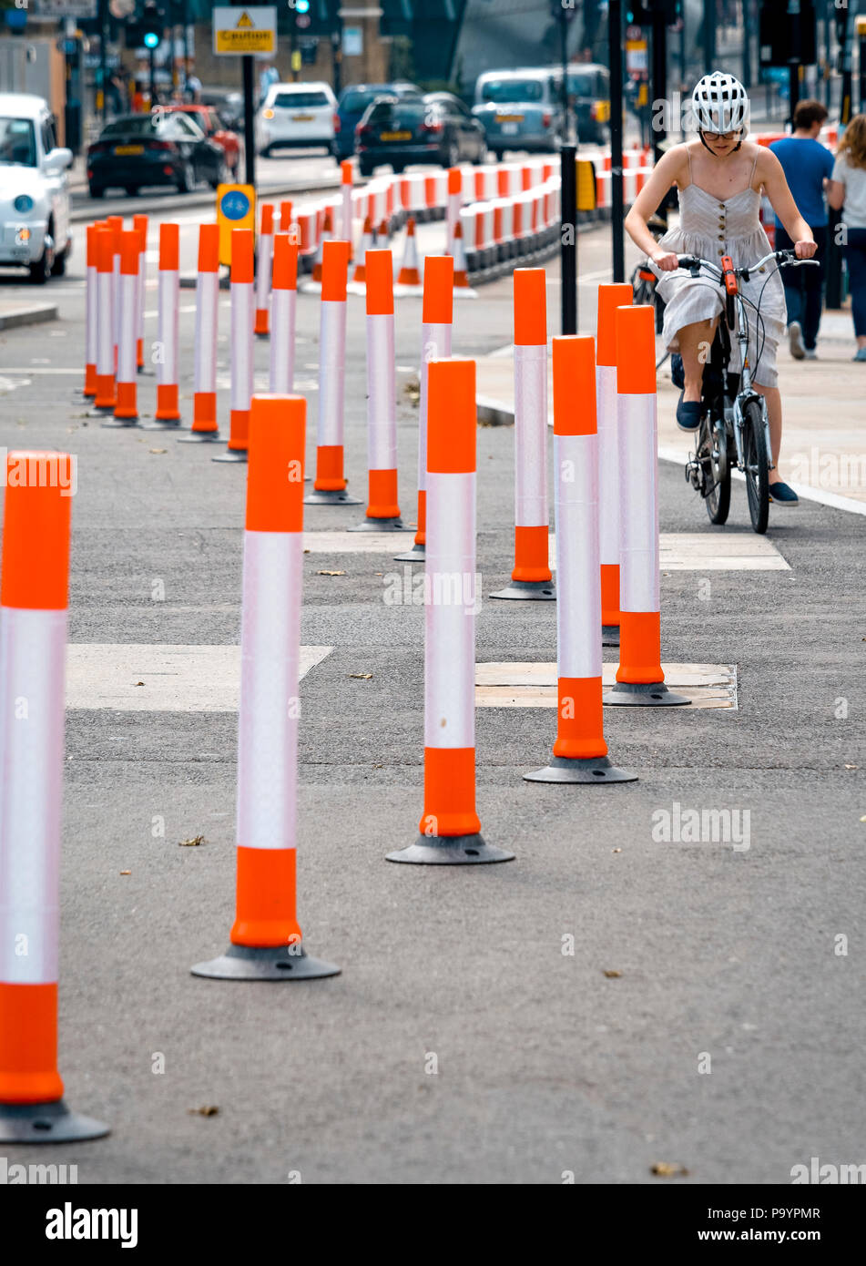 Cyclist using the New TFL Cycle Superhighway in London Stock Photo - Alamy