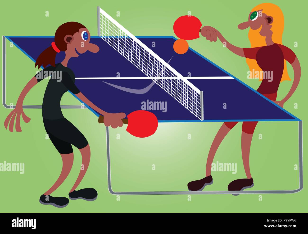 two table tennis champions challenge one another Stock Vector Image ...