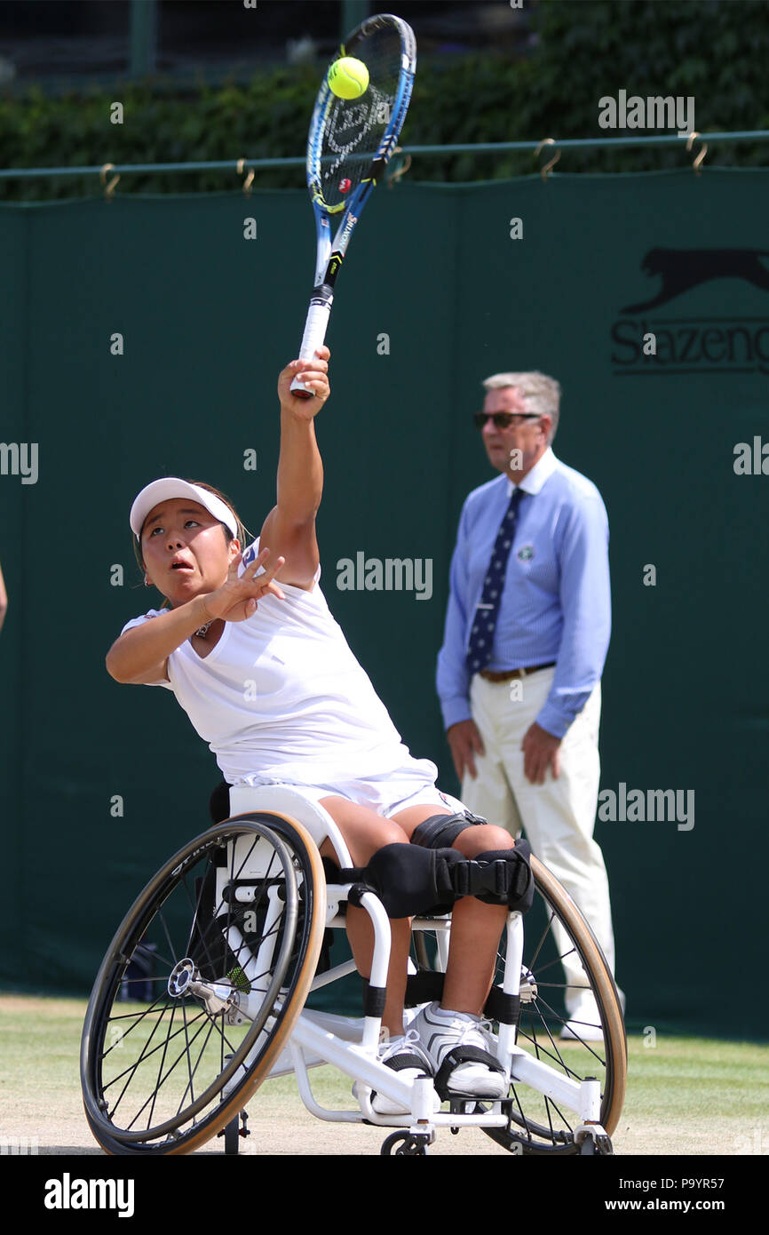 Yui Kamiji of Japan (pictured) competing in the women's tennis singles ...
